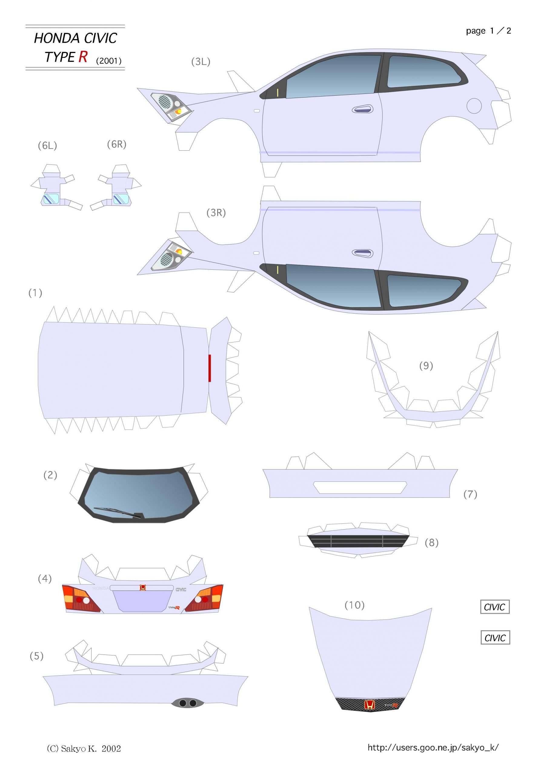 ️ Plantilla para imprimir Honda Civic – Gratis – PAPELEST