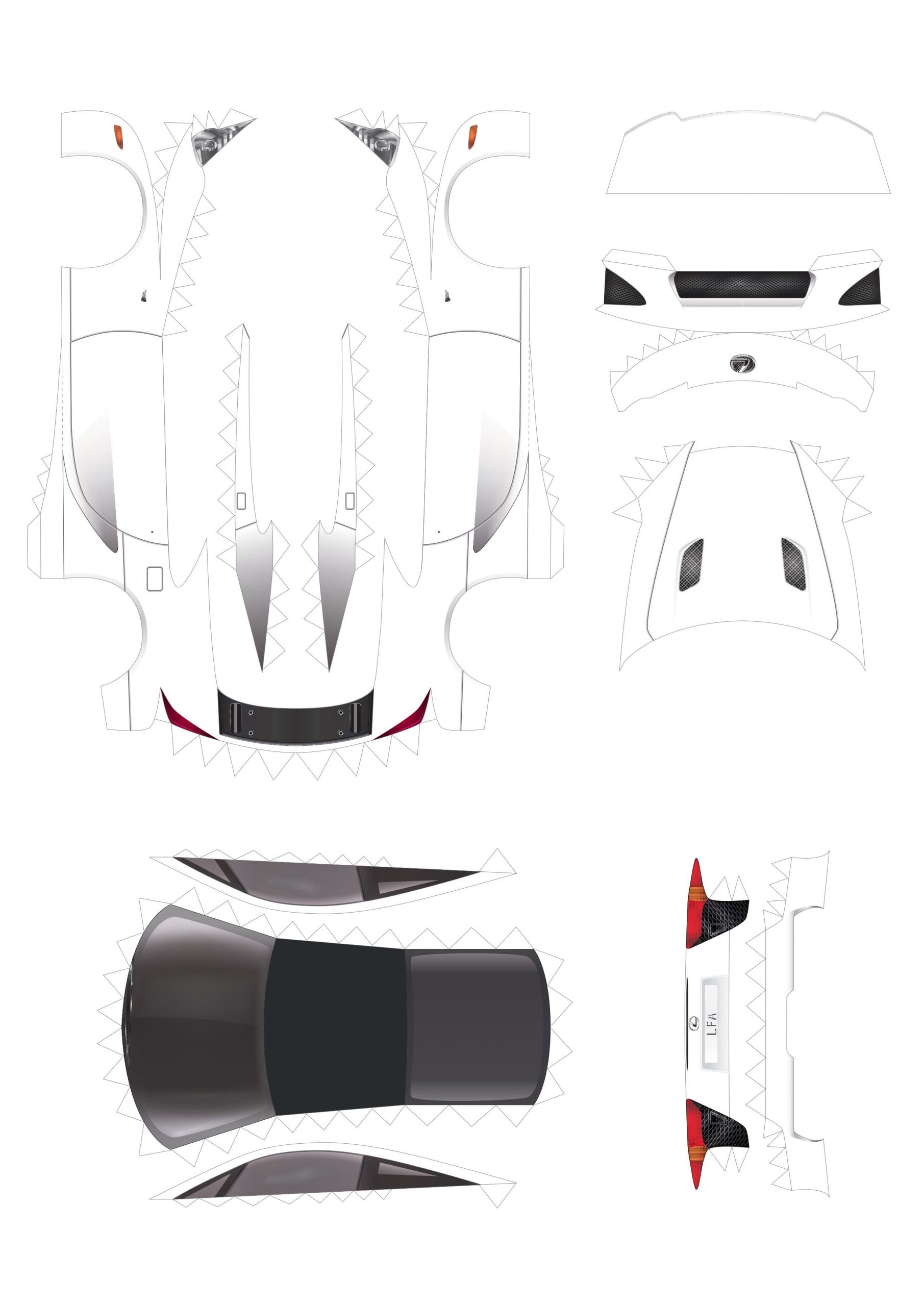 Papercraft Lexus LFA – Plantilla para imprimir gratis ️