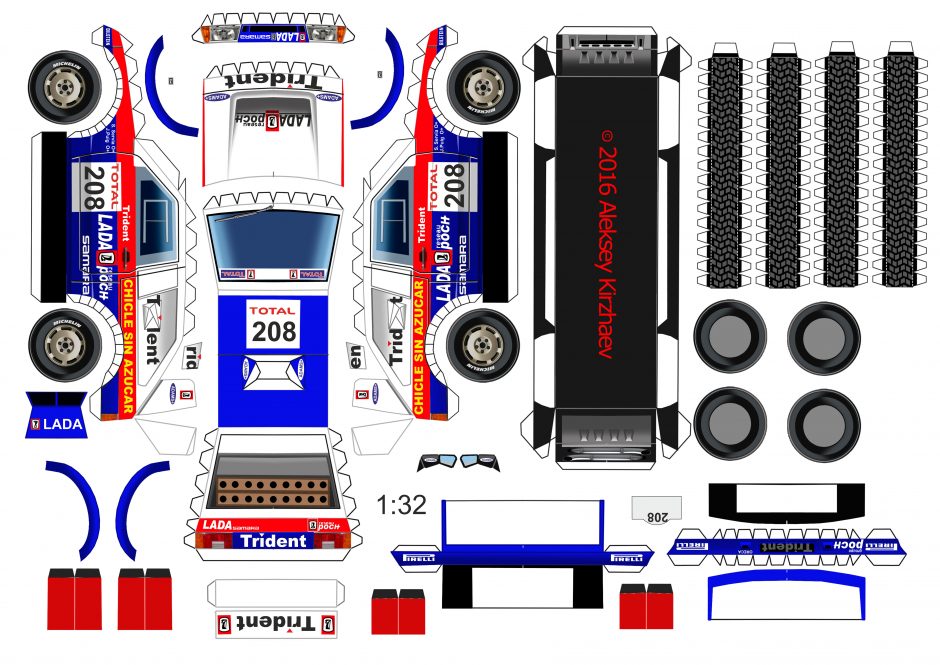 Papercraft Lada Samara T3 Dakar 1992 – Modelo de Papel Gratis ️
